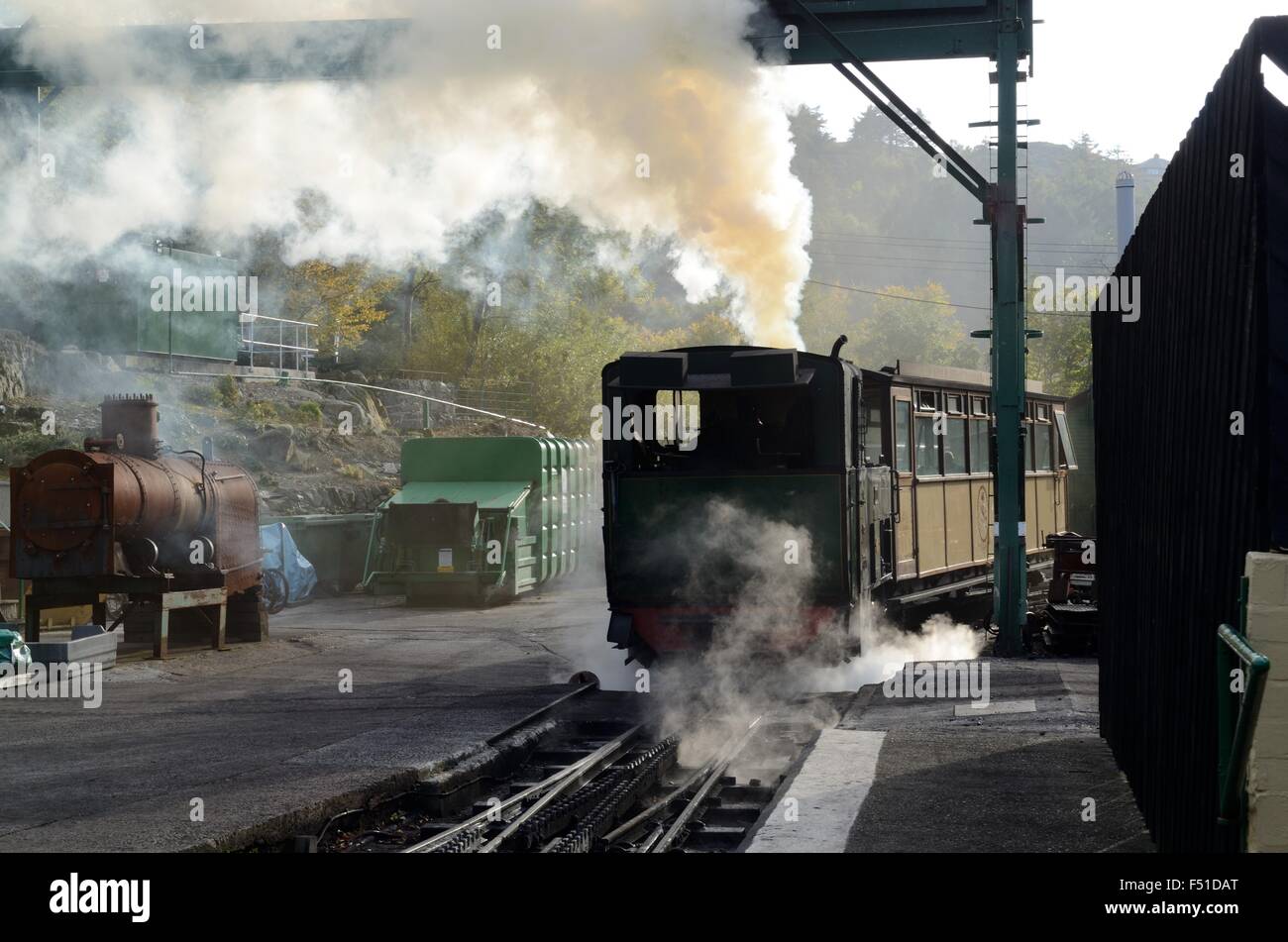 Snowdon Mountain Railway steam locomotive at Llanberis railway station ...