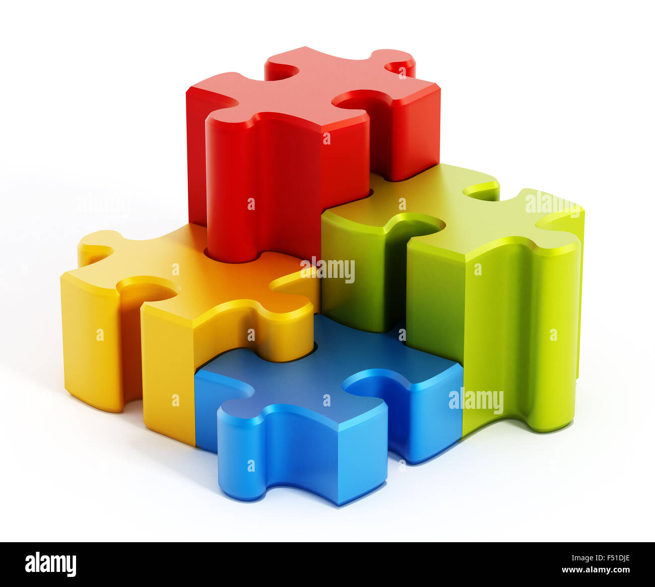 Multi colored puzzle pieces isolated on white background Stock Photo ...