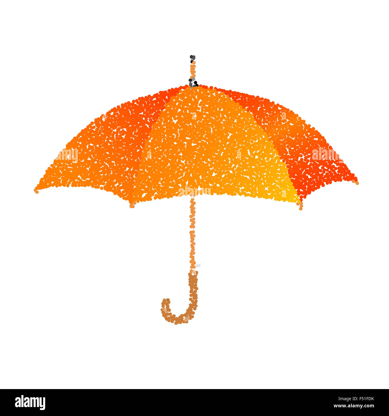 Dotted orange umbrella engraving illustration hi-res stock photography ...