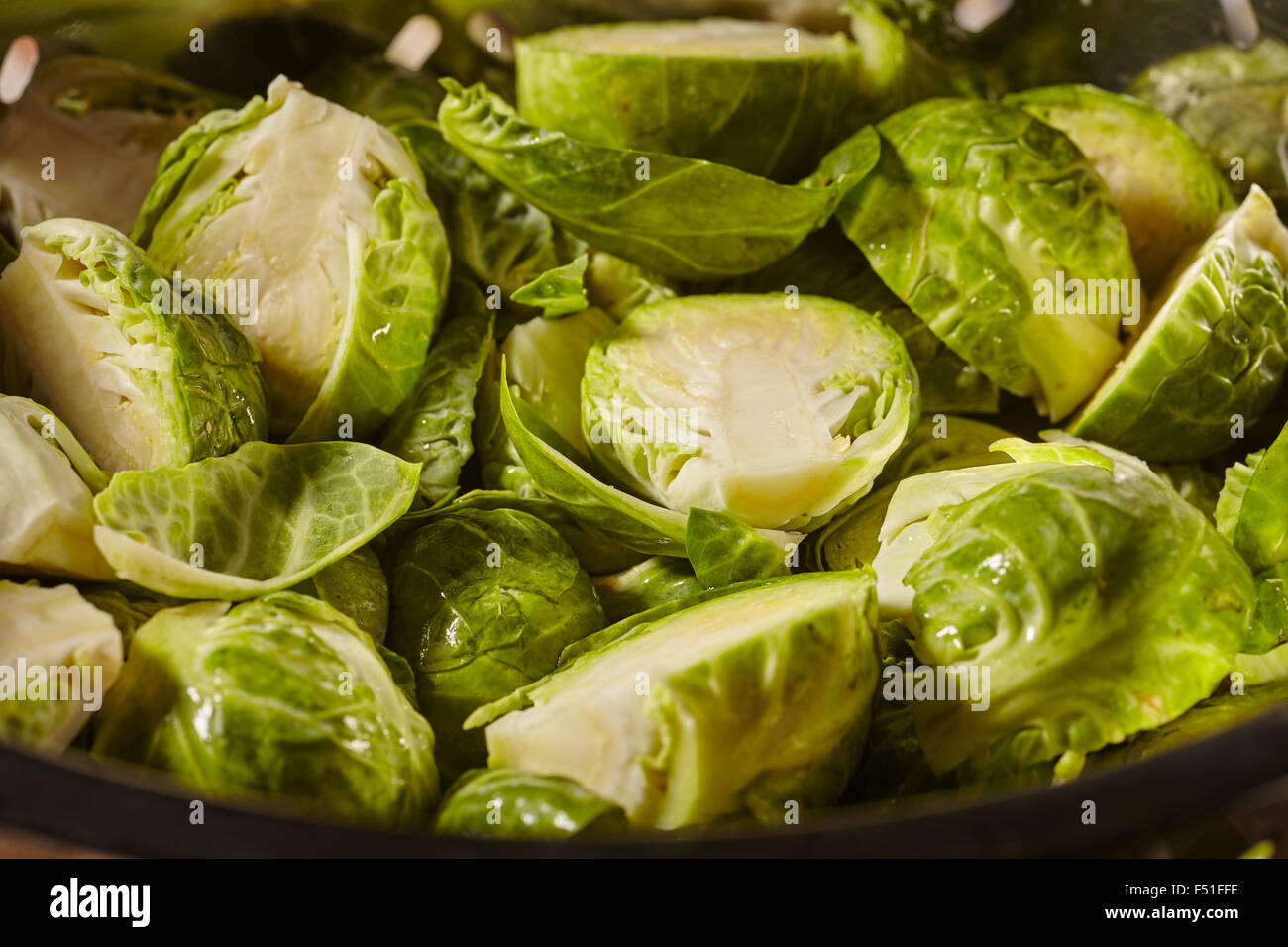 sliced, raw Brussels Sprouts Stock Photo - Alamy