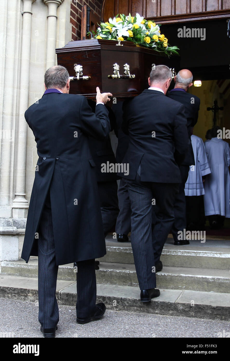 The funeral of Stephen Lewis at Our Lady of Lourdes Church in Wanstead ...