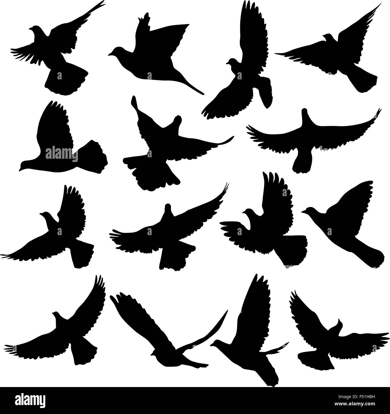 Concept love or peace. Set of silhouettes doves. Vector Stock Vector ...