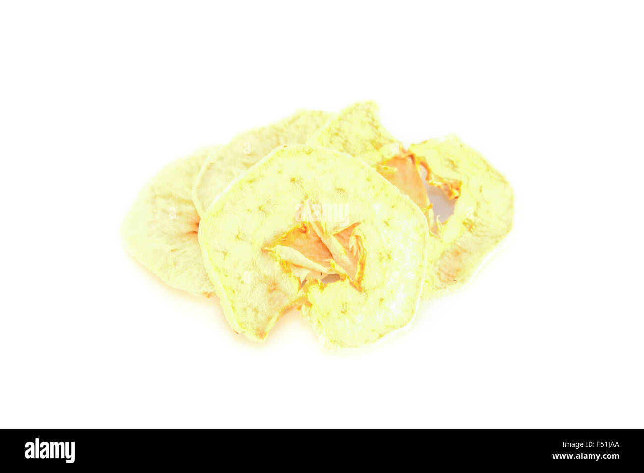 Dried skinless apples, isolated on white background Stock Photo - Alamy
