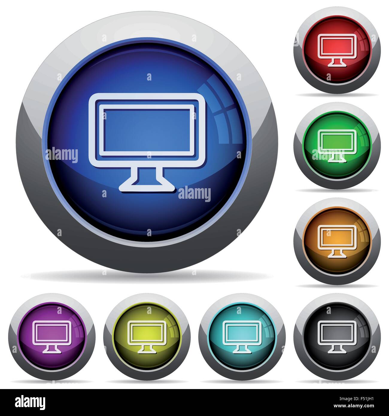 Set of round glossy monitor buttons. Arranged layer structure Stock ...