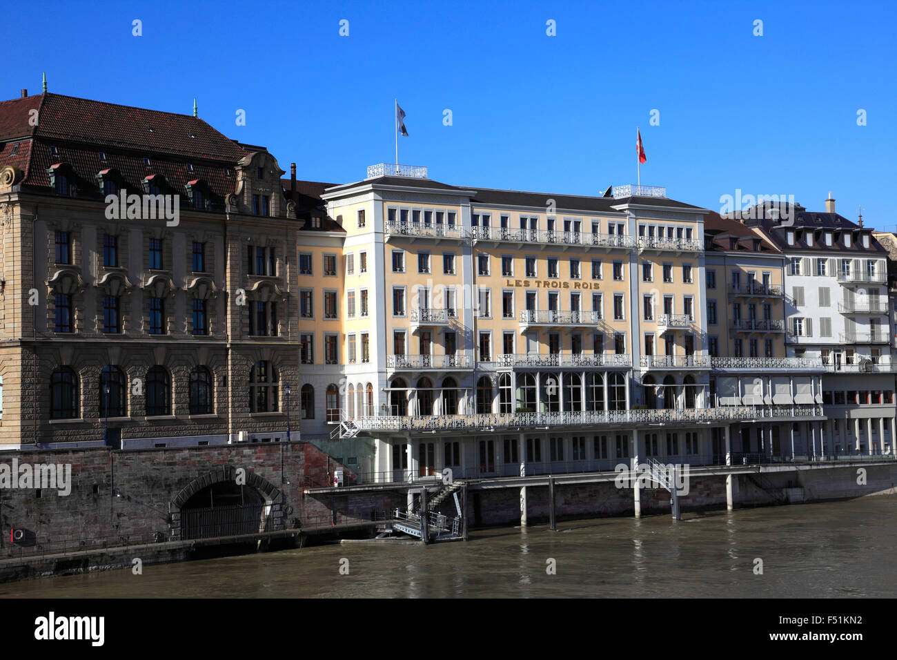 External view of the Grand hotel Les Trois Rois (three kings), city of ...