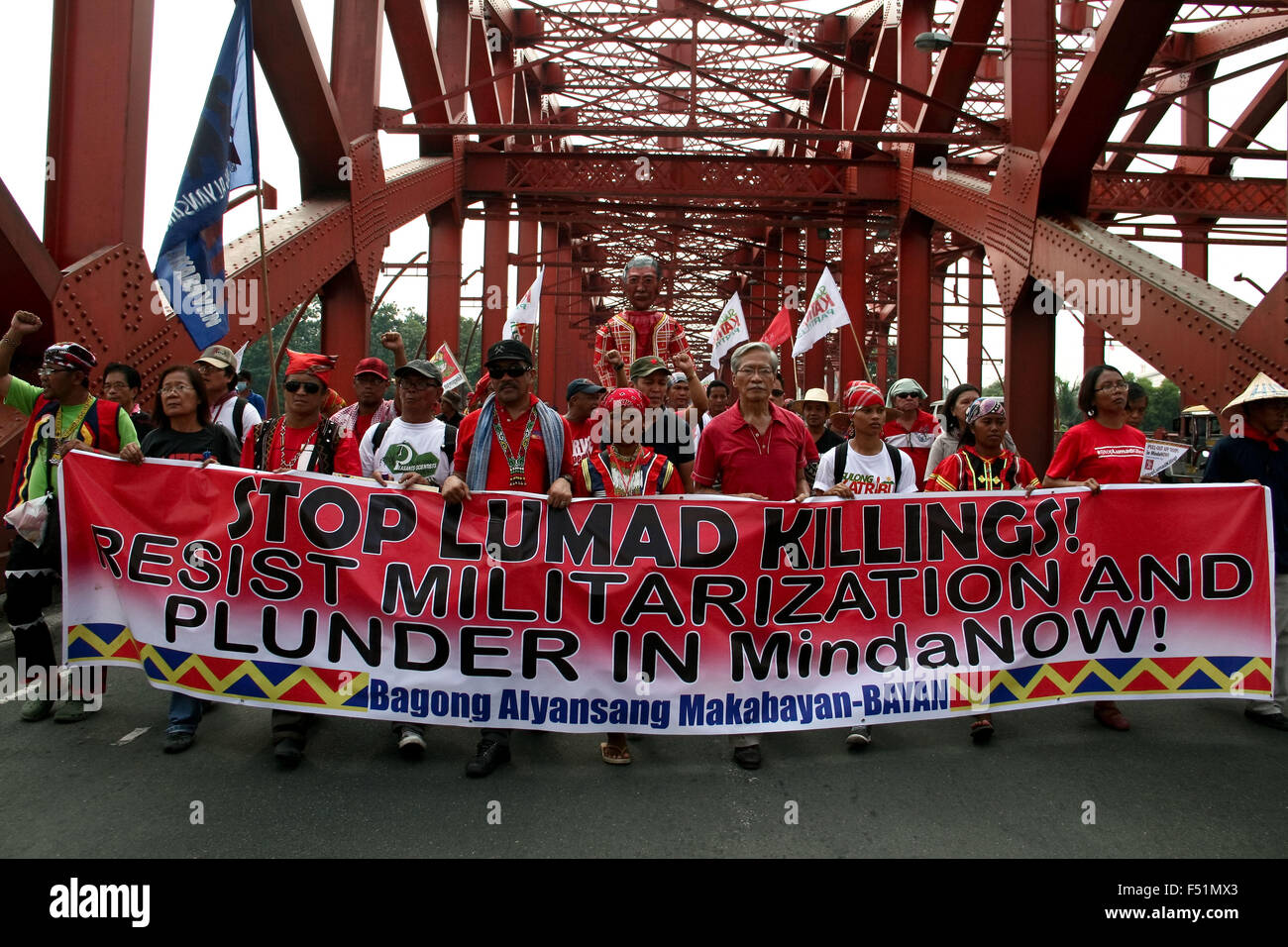 Philippines. 26th Oct, 2015. Lumad tribe members and activists march ...