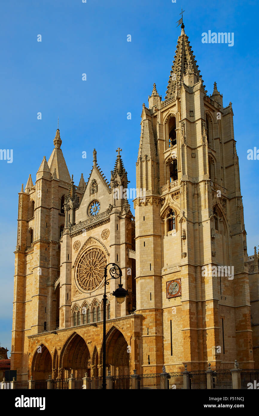 Cathedral of Leon facade in Castilla at Spain Stock Photo - Alamy