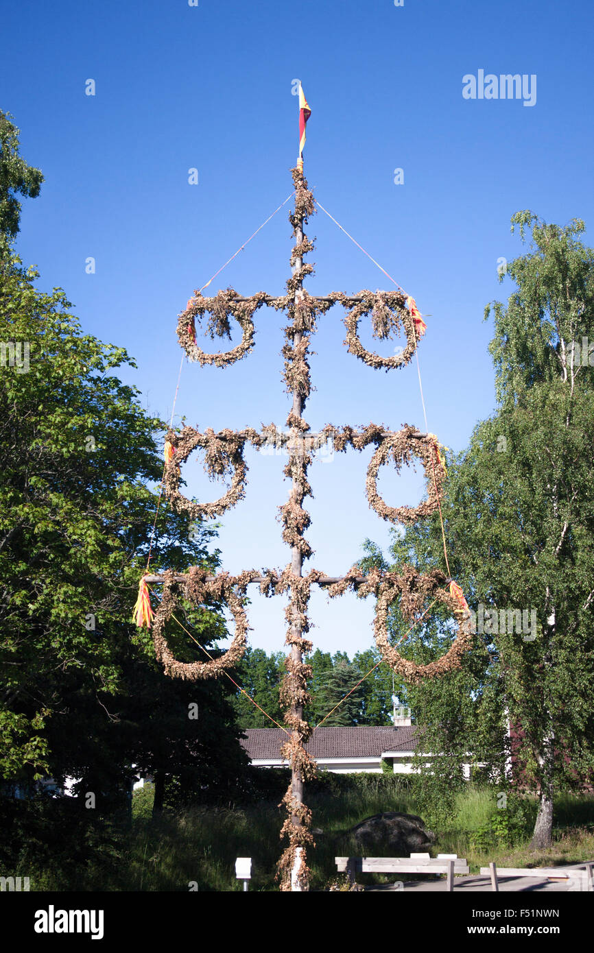 A old midsummer pole, in Tenhola, raasepori, Finland Stock Photo - Alamy
