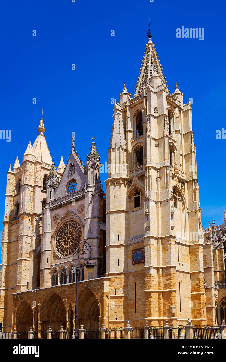 Cathedral of Leon facade in Castilla at Spain Stock Photo - Alamy