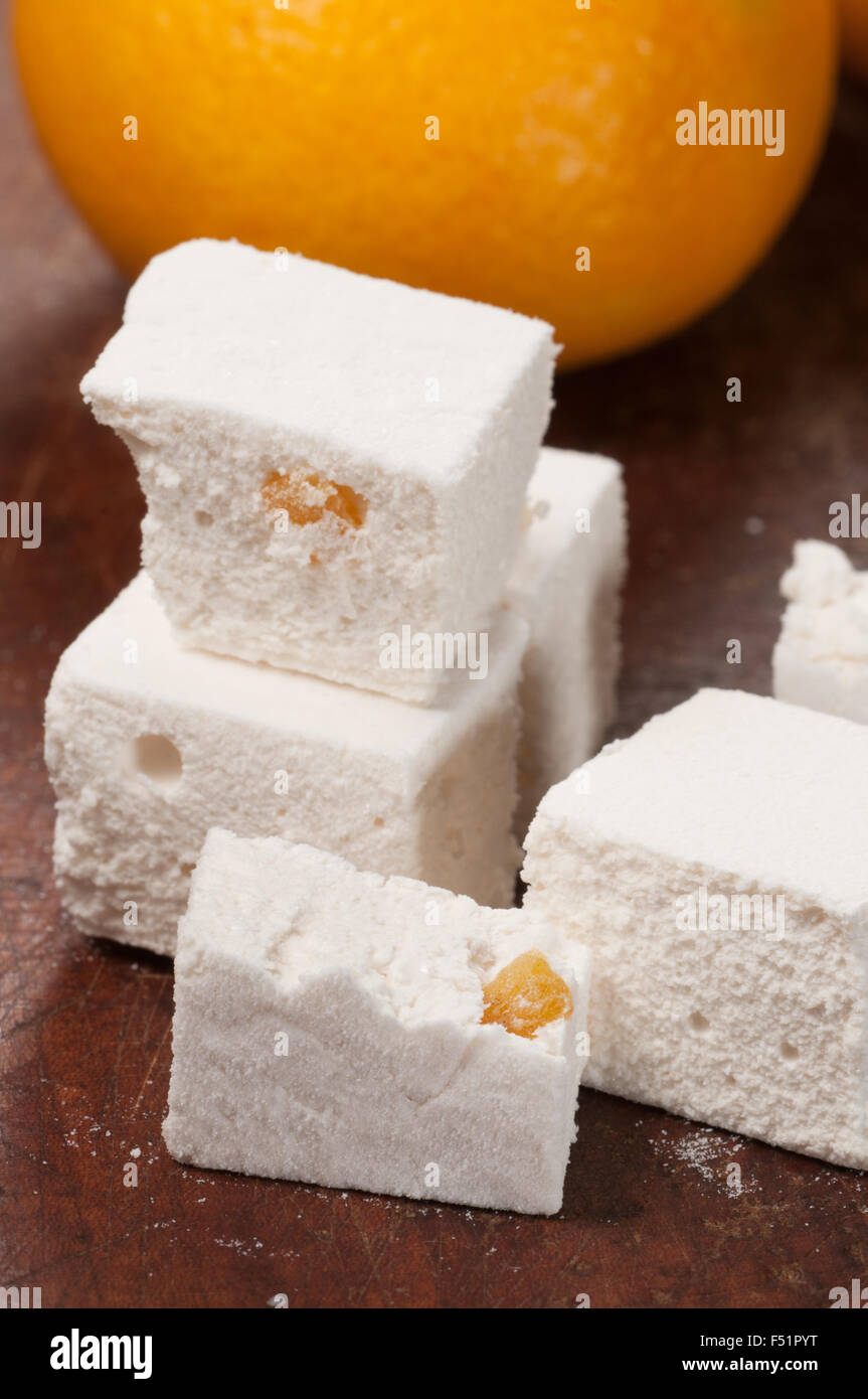 Pastille with orange succade, close up shot Stock Photo - Alamy