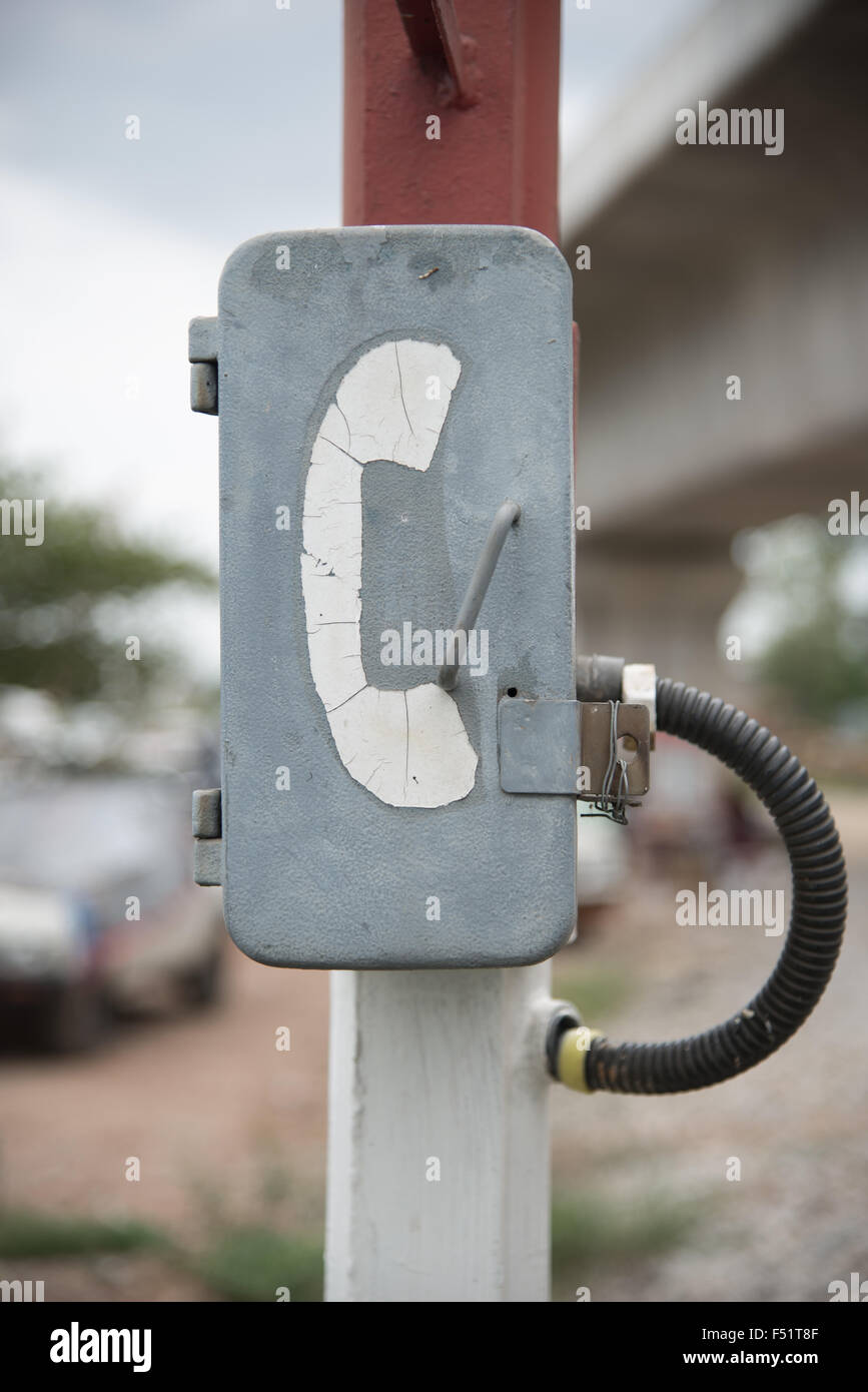 Phone Call White Round Sign Stock Photo - Alamy