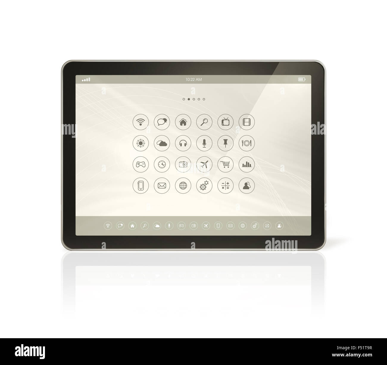 3D digital tablet pc with apps icons interface - isolated on white with ...