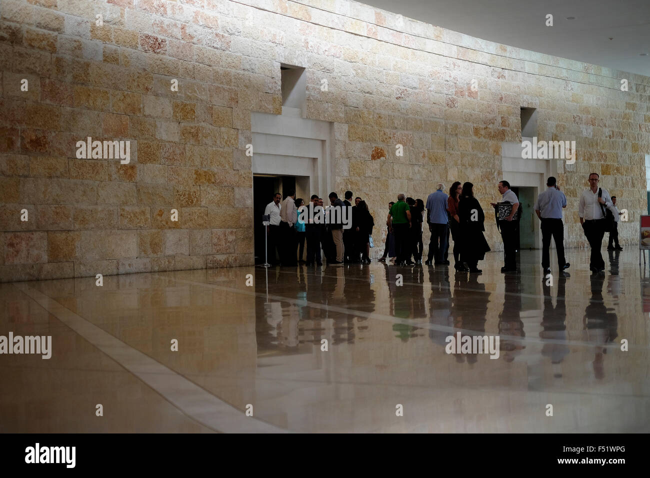 Visitors enter a courtroom at the Supreme Courthouse of Israel in West ...