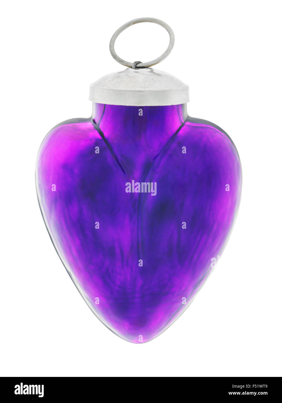 mauve heart of glass on white background Stock Photo - Alamy