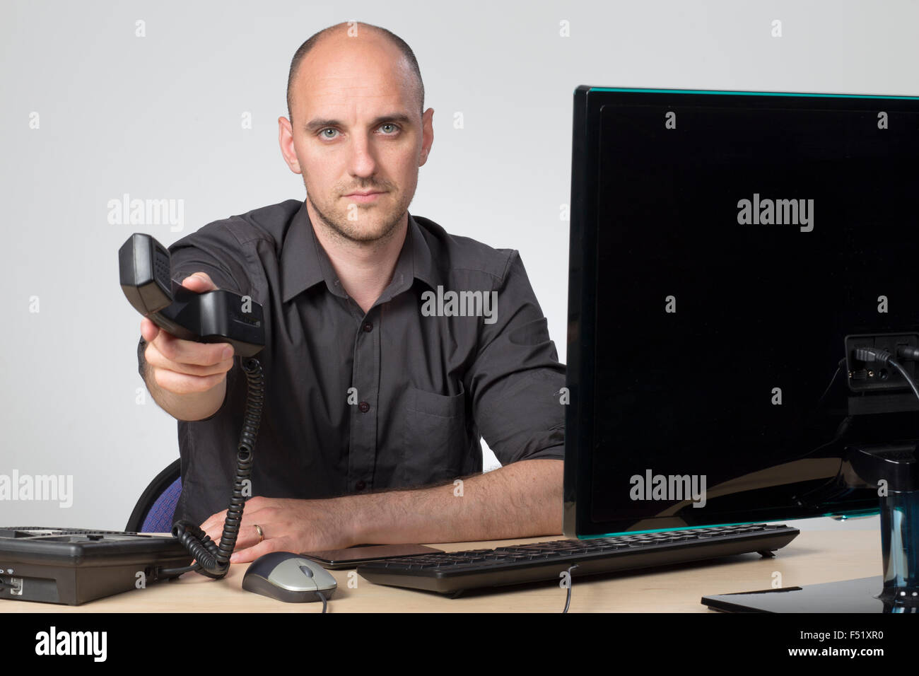 Desk call men over hi-res stock photography and images - Alamy