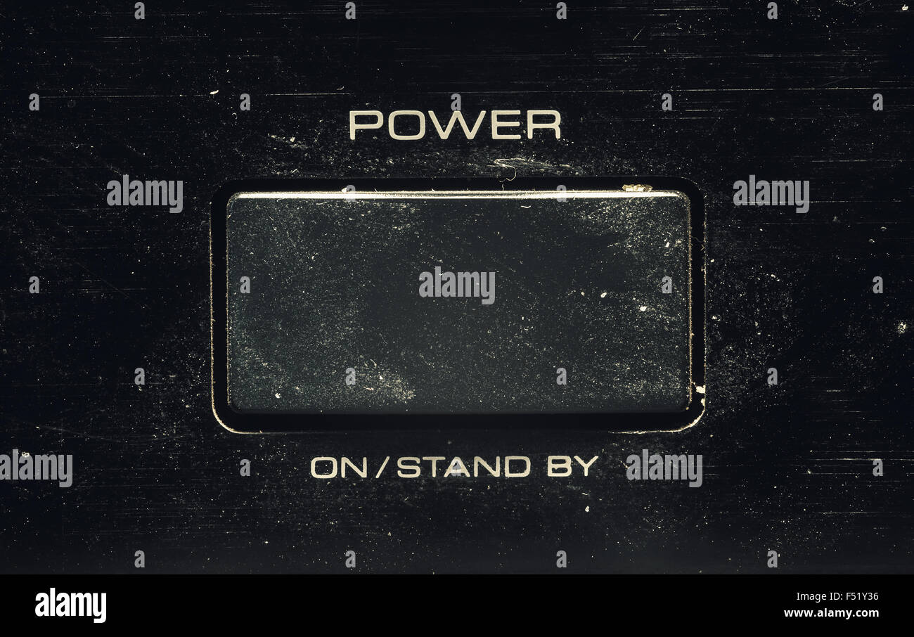 Details of an old amplifier, closeup view on power button Stock Photo ...