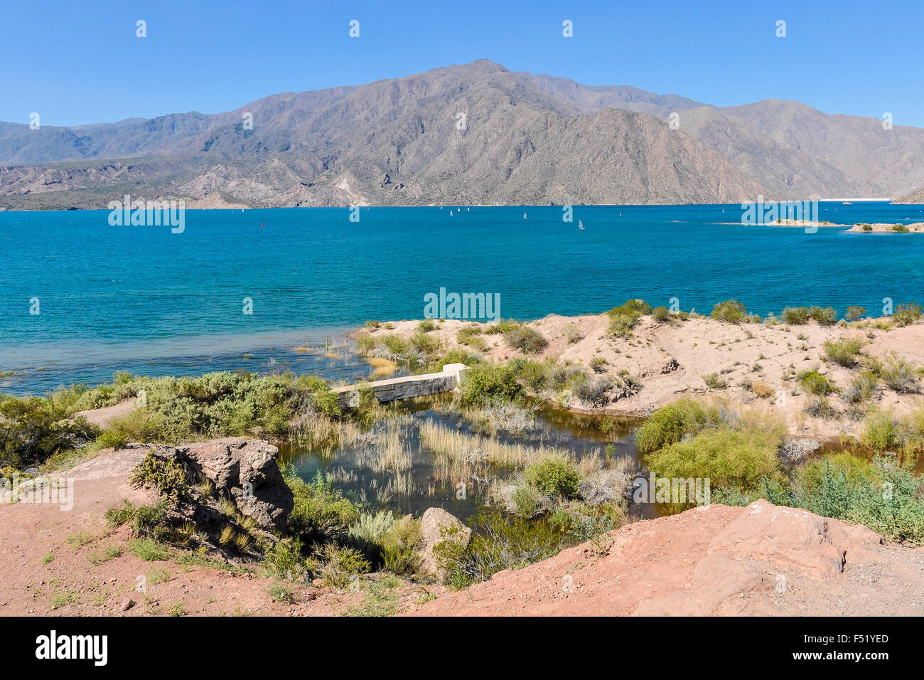 View of the Potrerillos Dam, Mendoza, Argentina Stock Photo - Alamy