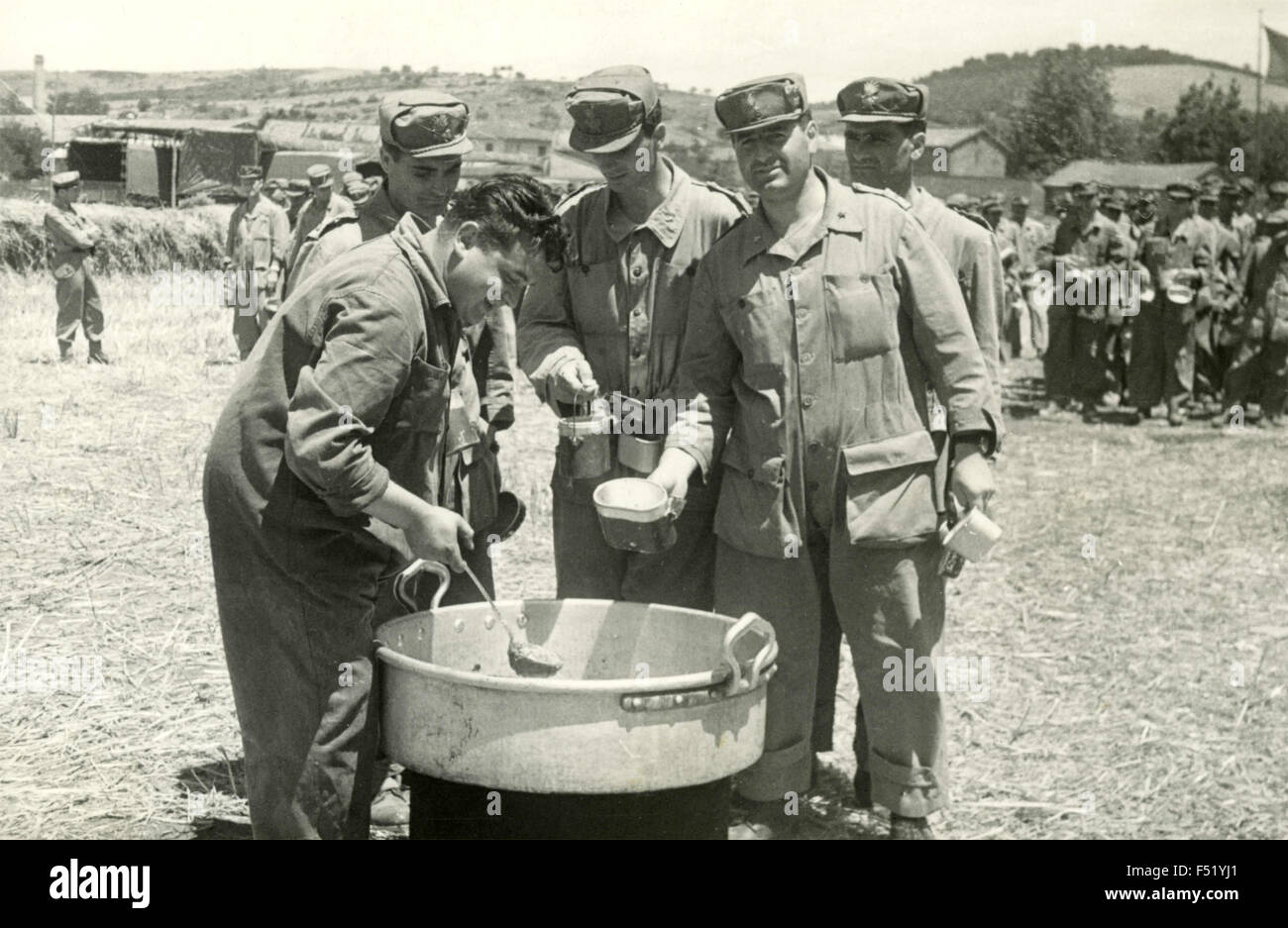 The moment of the distribution of rations for the troops , Italy Stock ...
