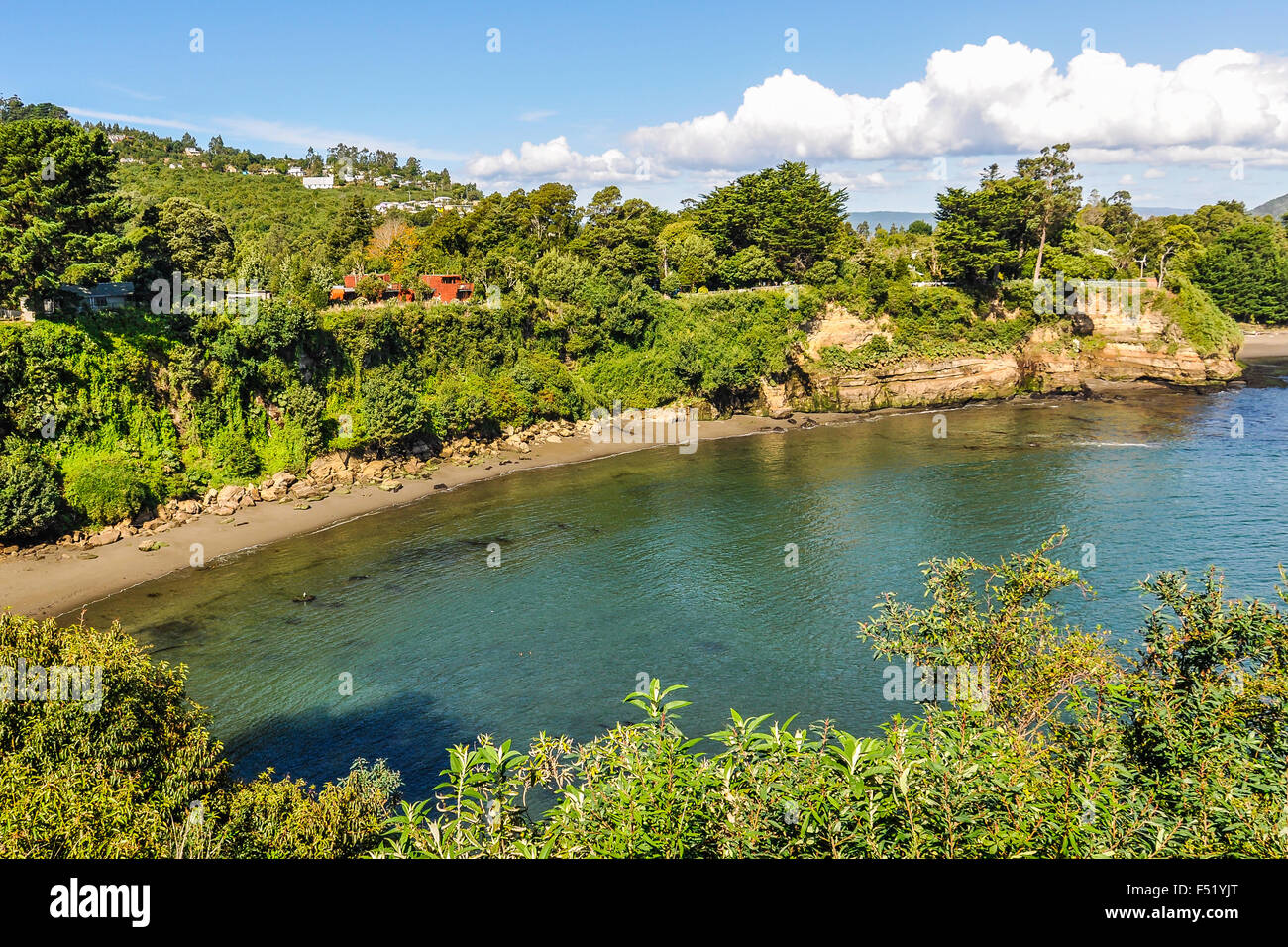 Seaside view in the Spanish fortress in Niebla, Valdivia, Patagonia ...