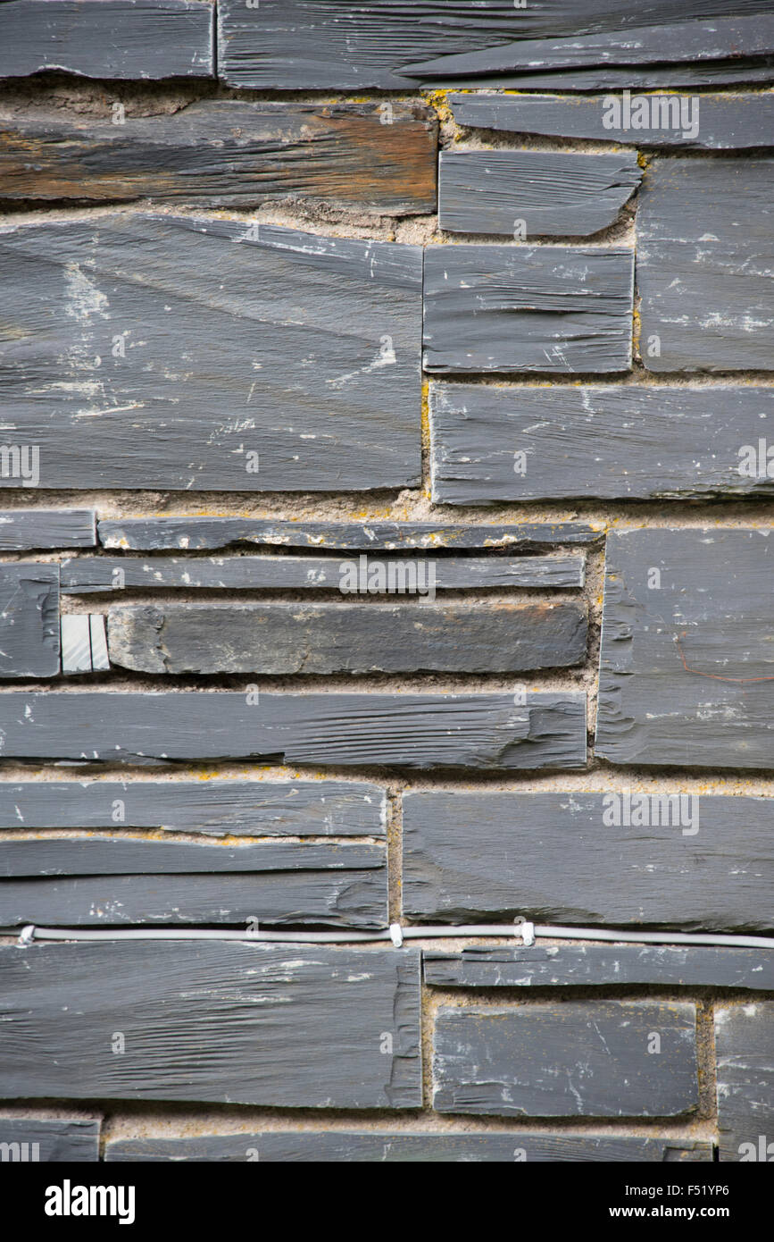 Slate wall in North Wales Stock Photo - Alamy