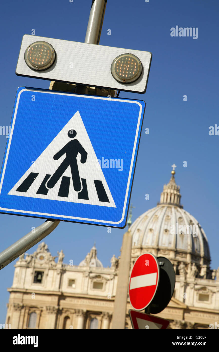 Pedestrian crossing sign near the Basilica di San Pietro (St Peter's ...