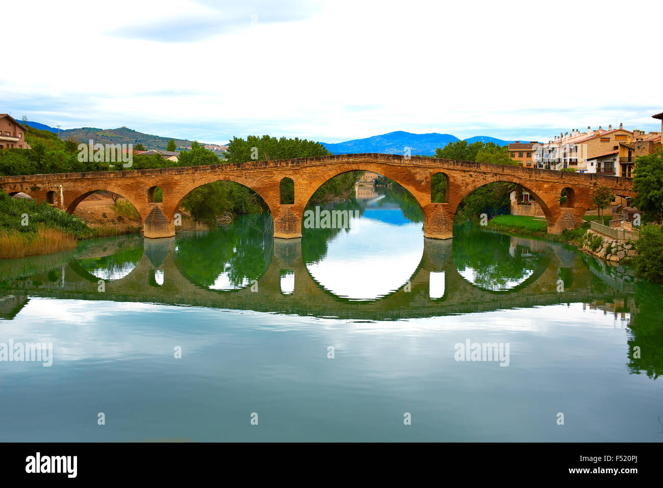 Puente de la Reina in Saint James Way bridge over Arga River in ...
