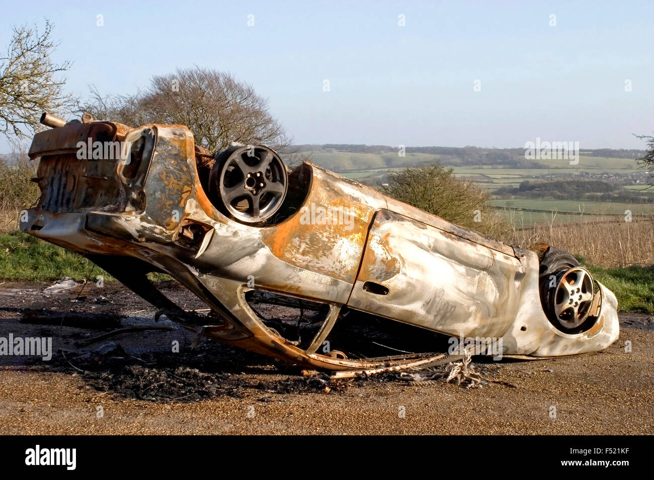 Burnt out Car Stock Photo - Alamy