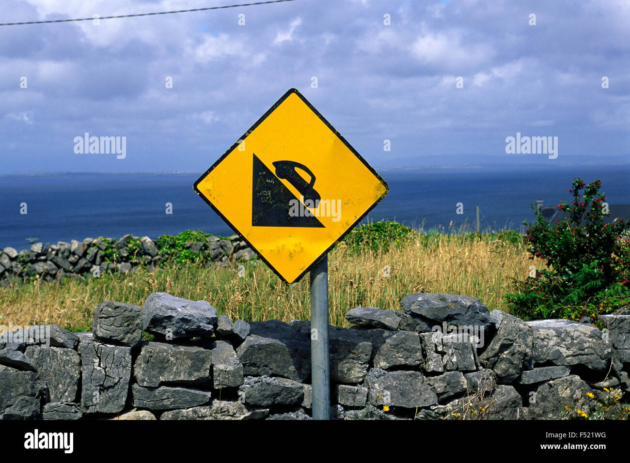 Ireland, County Galway, Aran Islands, Inishmore island, road sign Stock ...