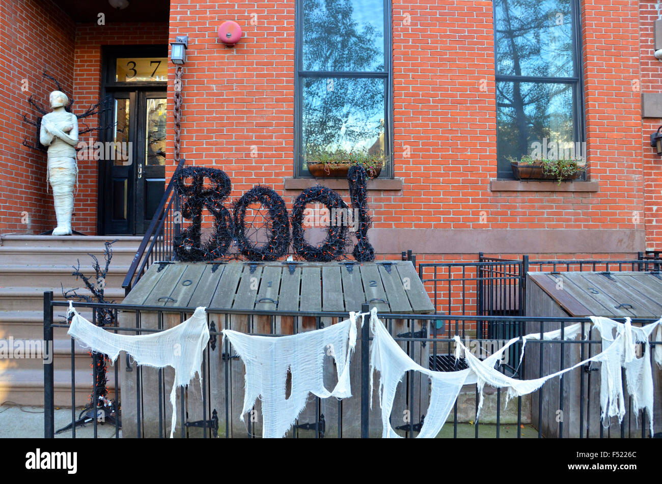 Halloween Decorations Brooklyn Park Slope High Resolution Stock ...
