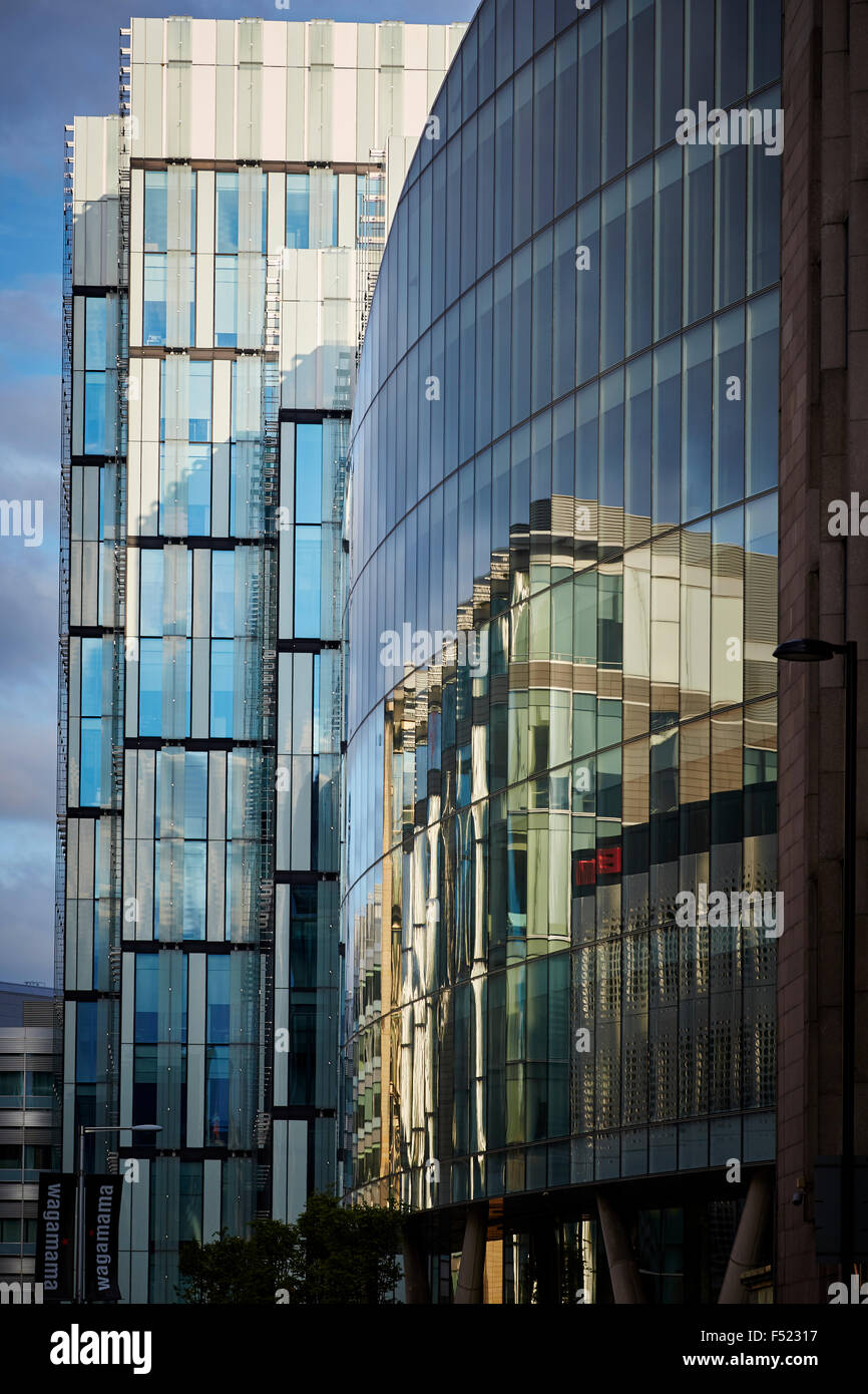Spinningfields in Manchester modern office building reflect in the ...