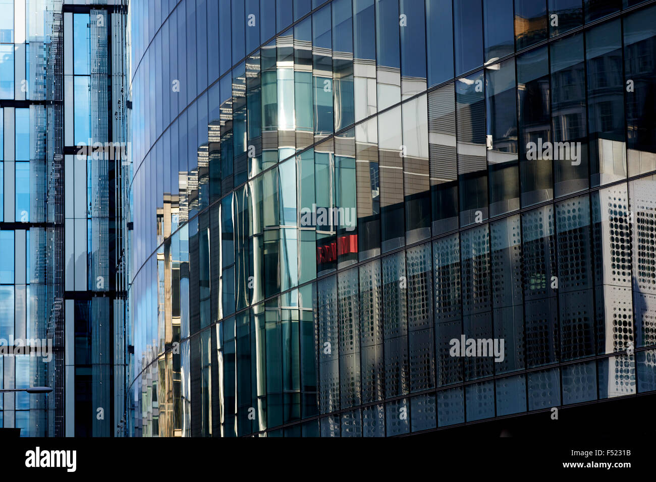Spinningfields in Manchester modern office building reflect in the ...