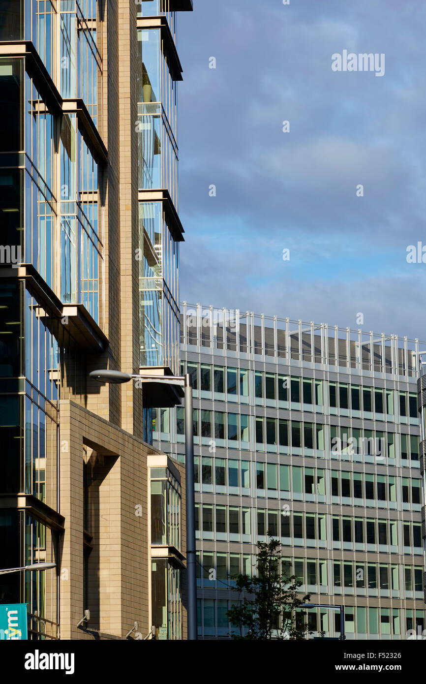 Spinningfields in Manchester modern office building reflect in the ...