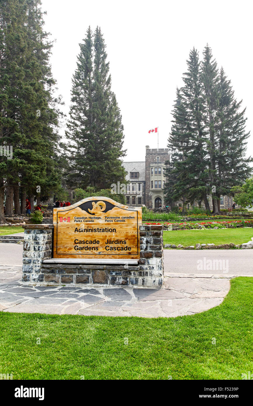 A sign outside the Canadian heritage Parks Canada main administration ...