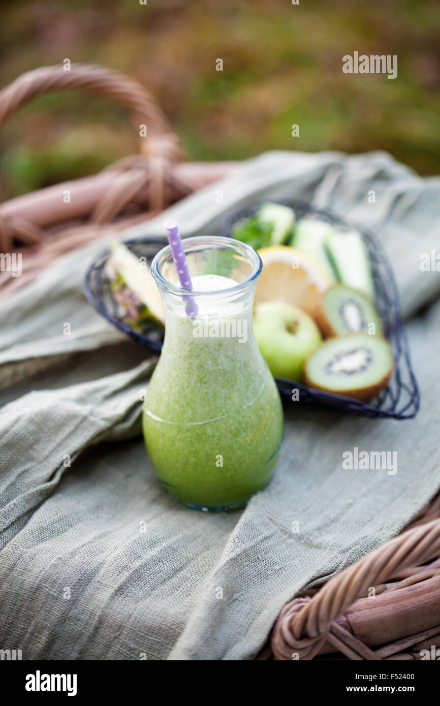 Homemade green juice made from fresh fruit and vegetable Stock Photo ...