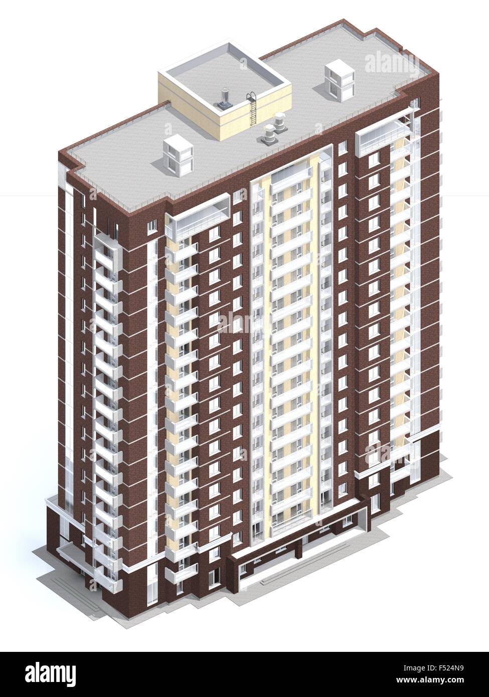 3d rendering of modern multi-storey residential building isolated on ...