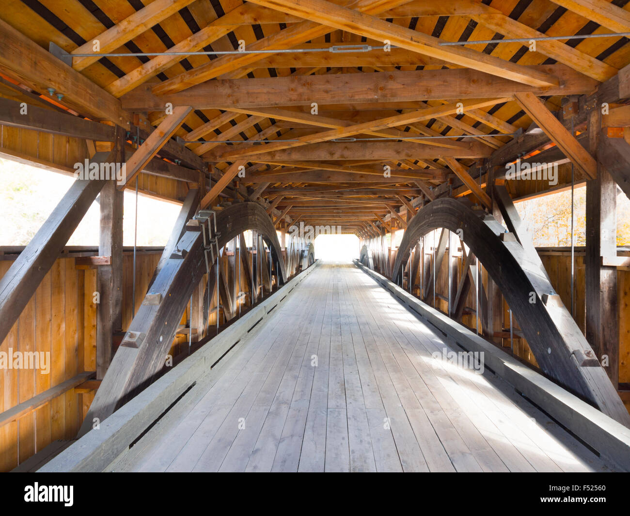 Old covered bridge interior in Vermont, USA Stock Photo - Alamy