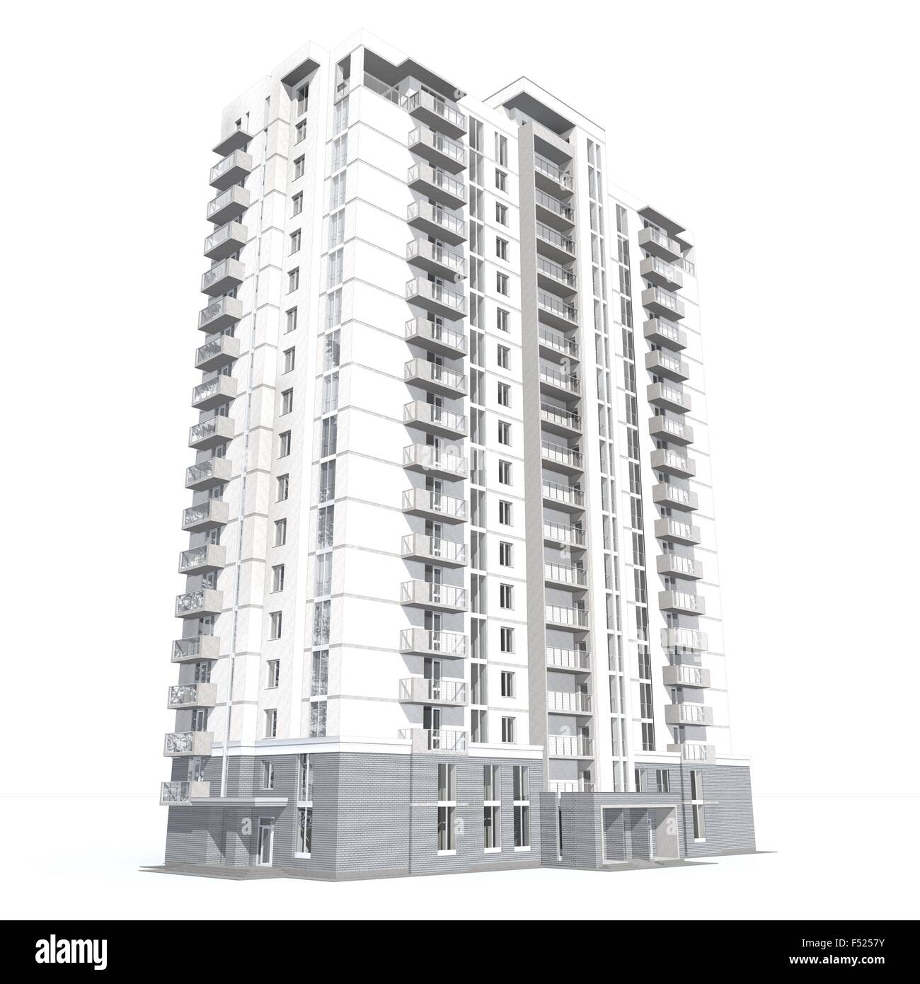 3d rendering of modern multi-storey residential building isolated on ...