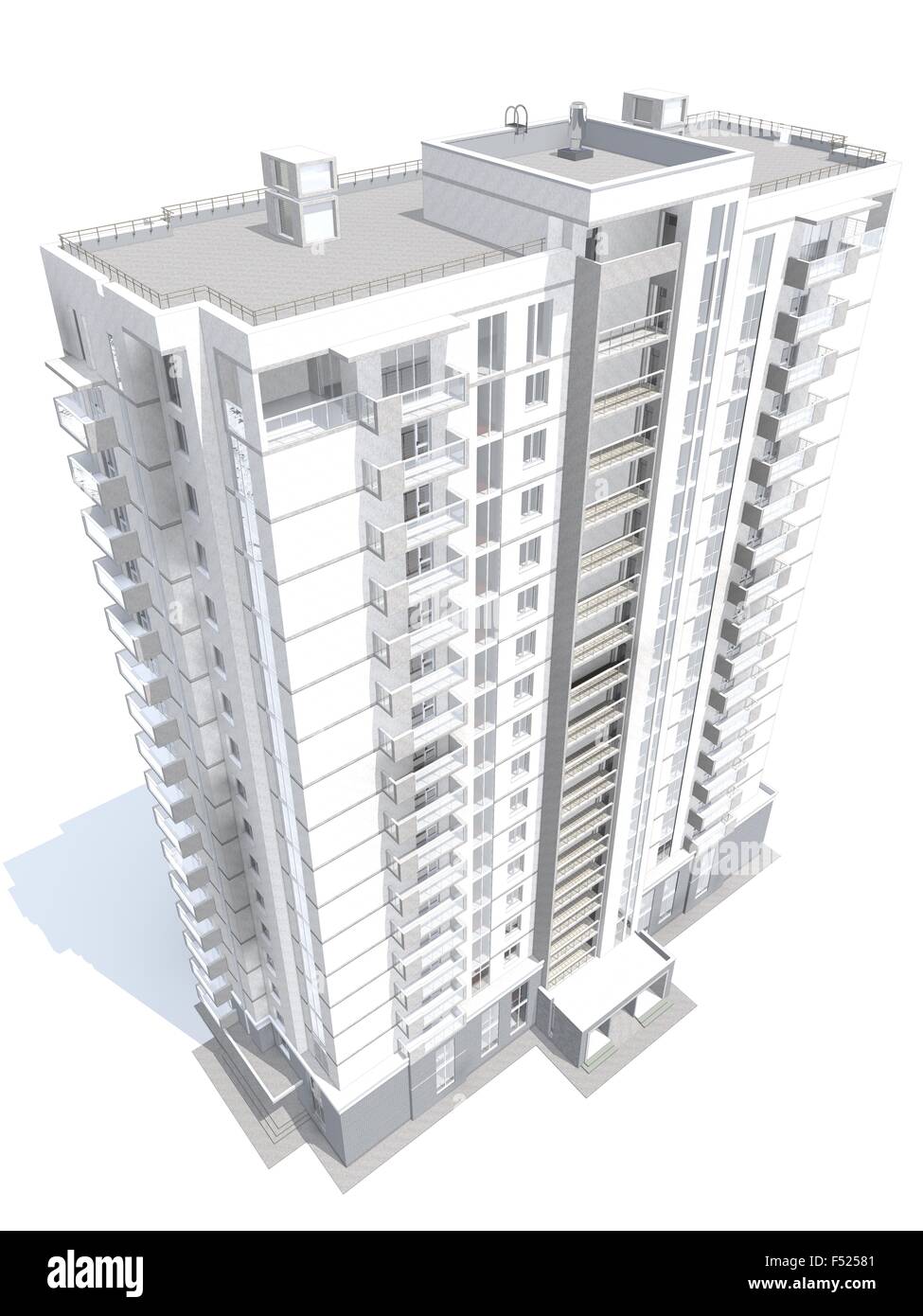 3d rendering of modern multi-storey residential building isolated on ...