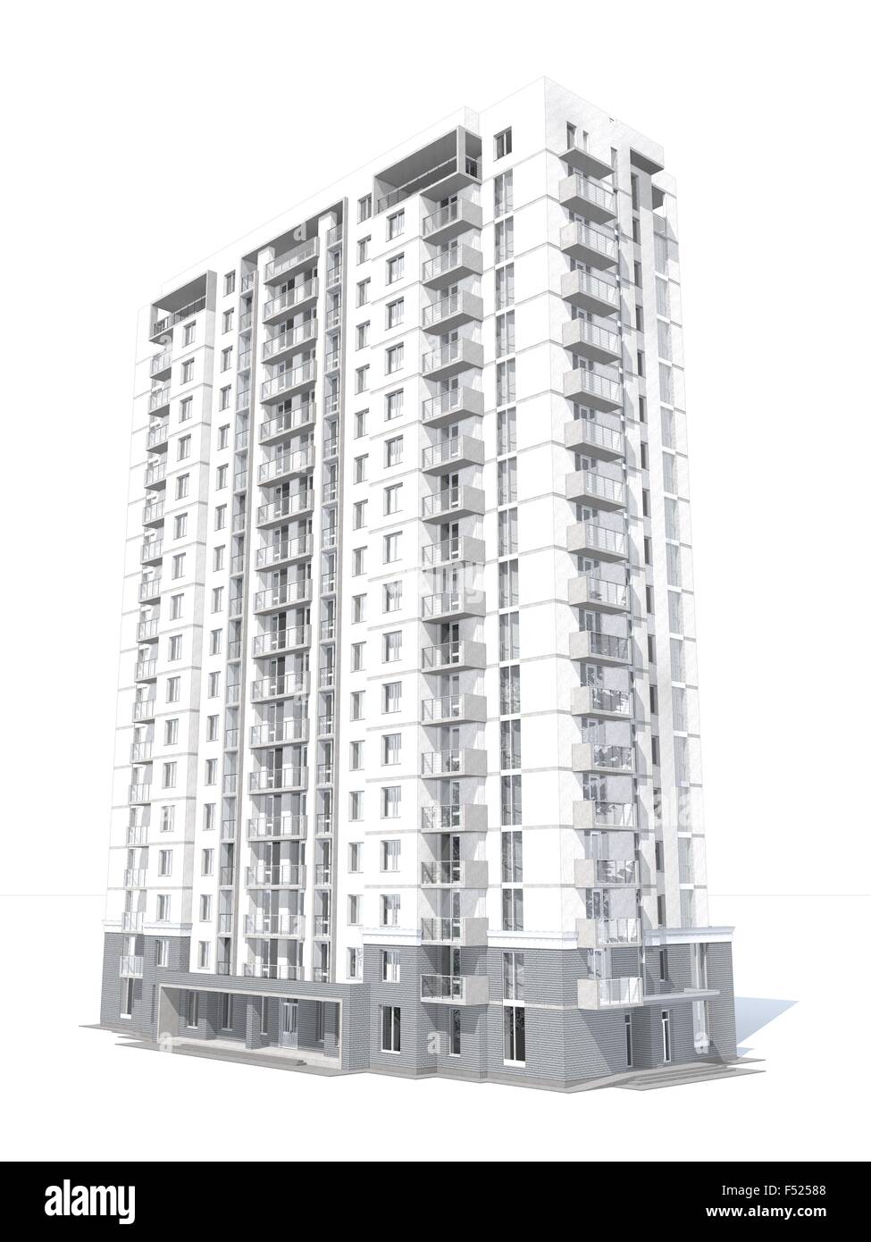 3d rendering of modern multi-storey residential building isolated on ...