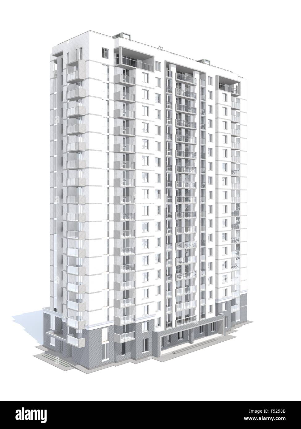 3d rendering of modern multi-storey residential building isolated on ...