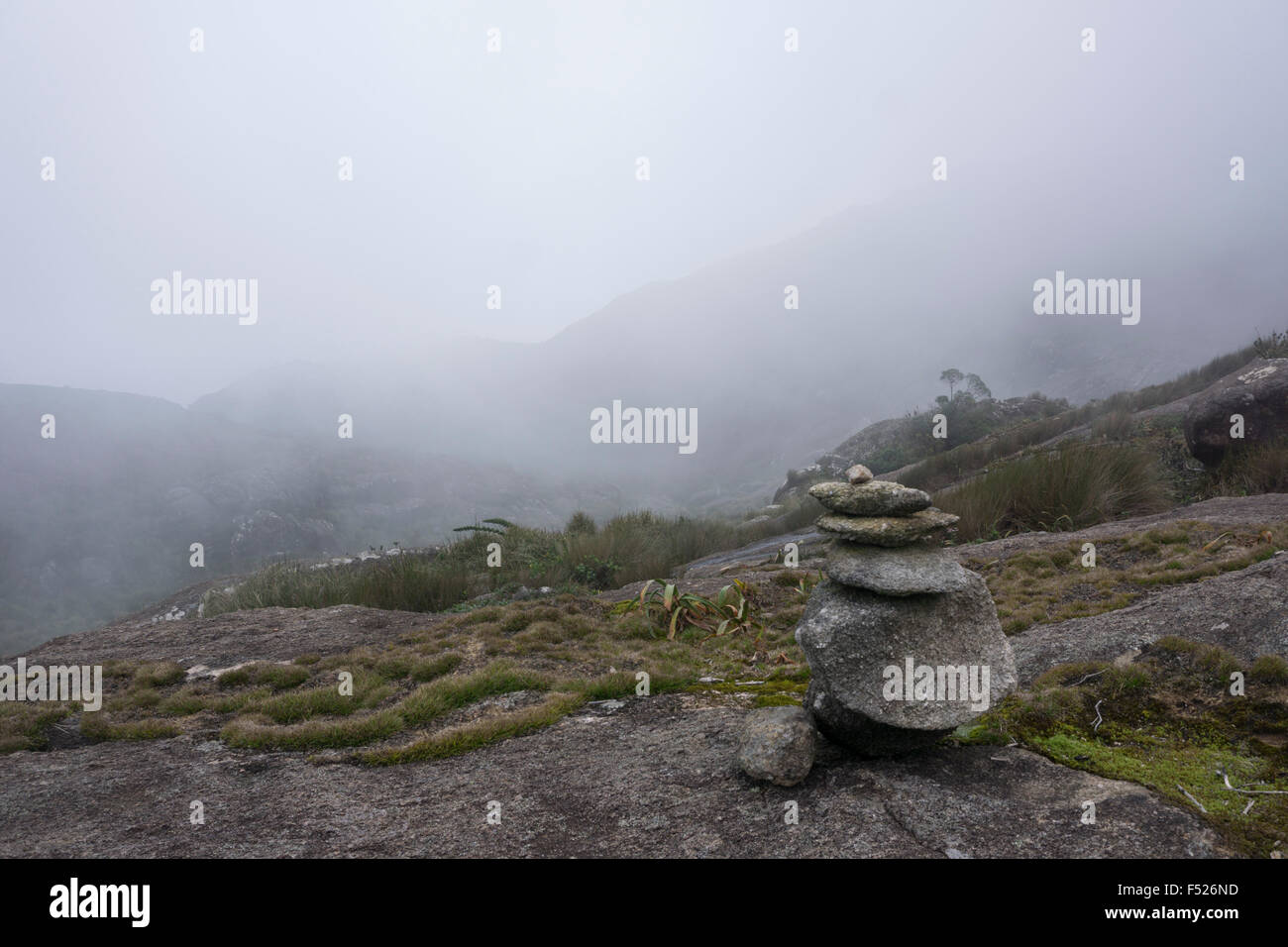 Trail totem at Marins - Itaguare mountains crossing, Mantiqueira ...