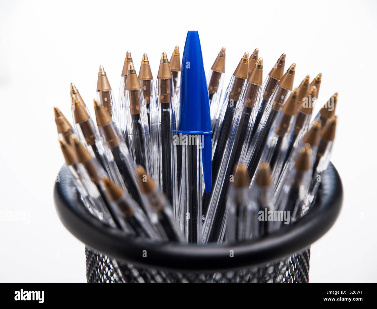 Bic Crystal Blue pens in pencil case Stock Photo - Alamy