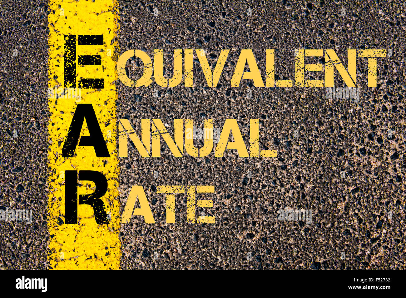 Concept image of Business Acronym EAR as EQUIVALENT ANNUAL RATE written ...