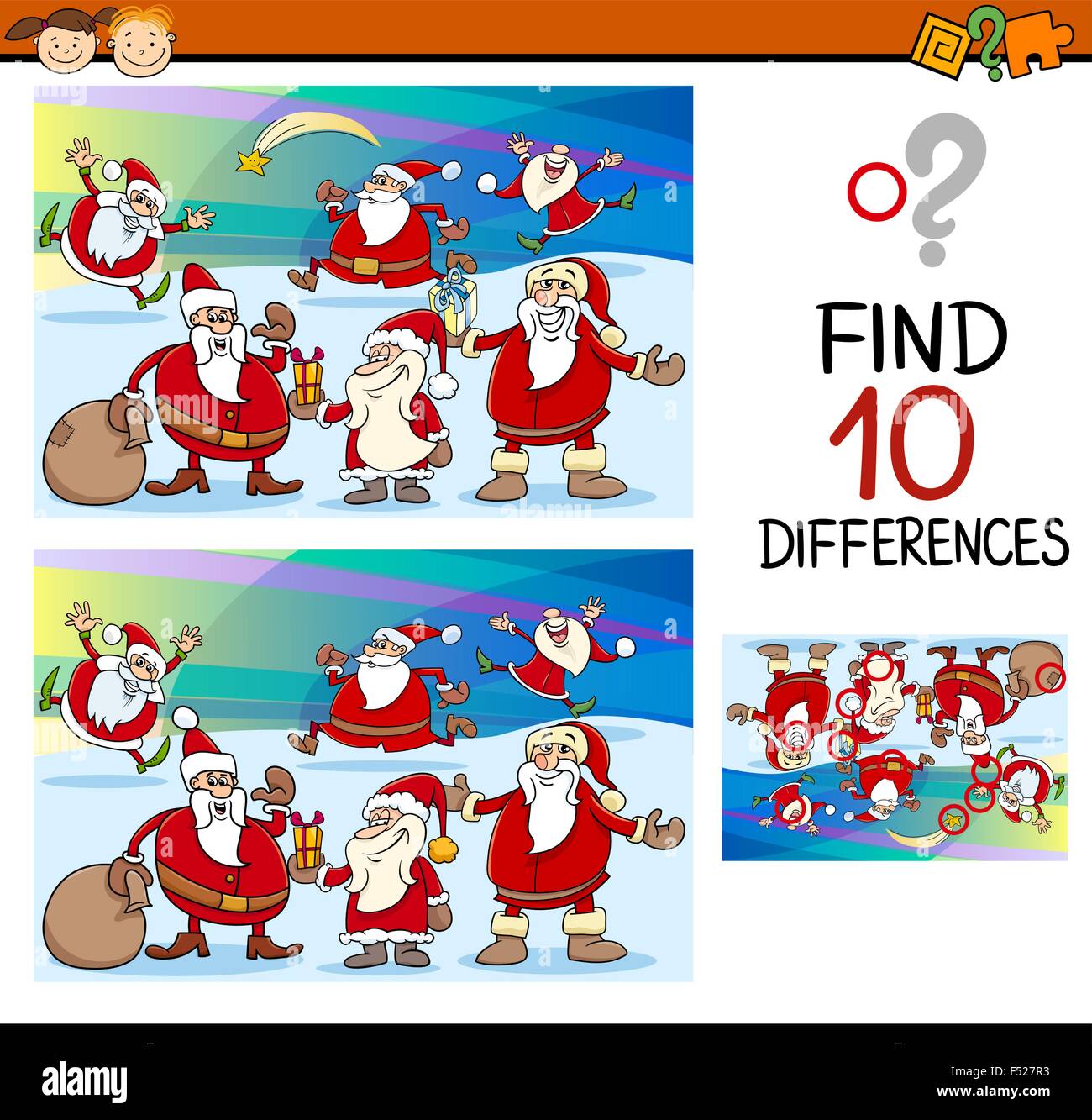 Cartoon Illustration of Finding Differences Educational Task for ...