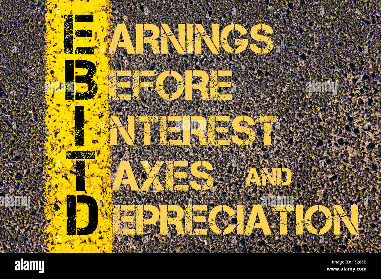 Concept image of Business Acronym EBITD as EARNINGS BEFORE INTEREST ...