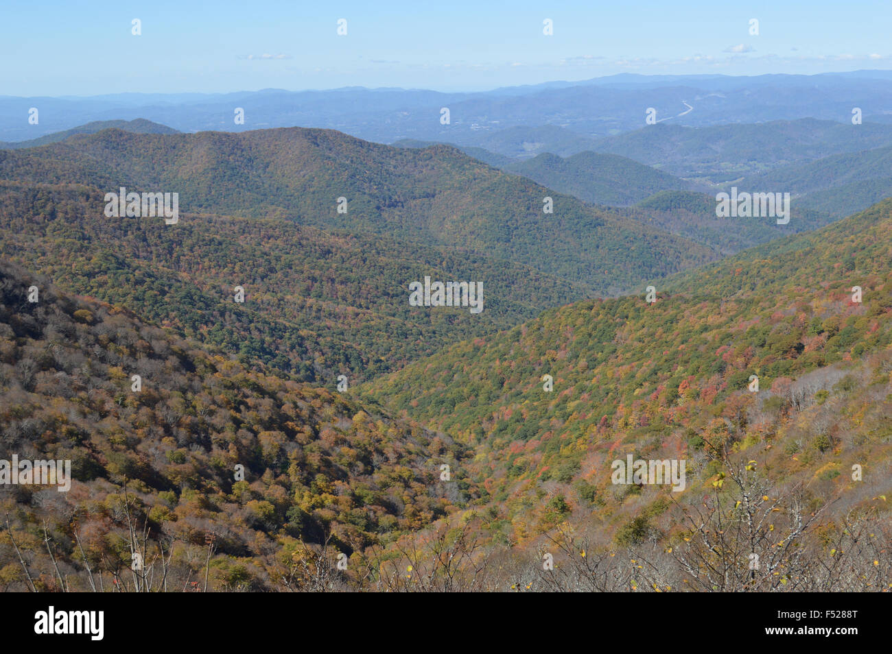 The view from an Overlook on the Blue Ridge Parkway in North Carolina ...