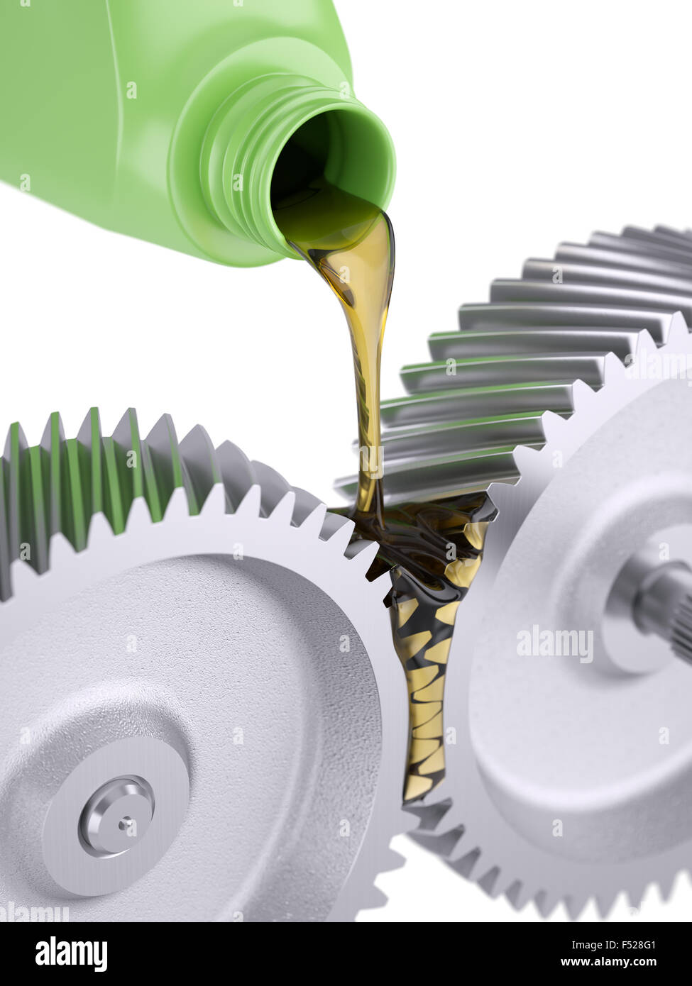 Oiling gears on white background Stock Photo - Alamy