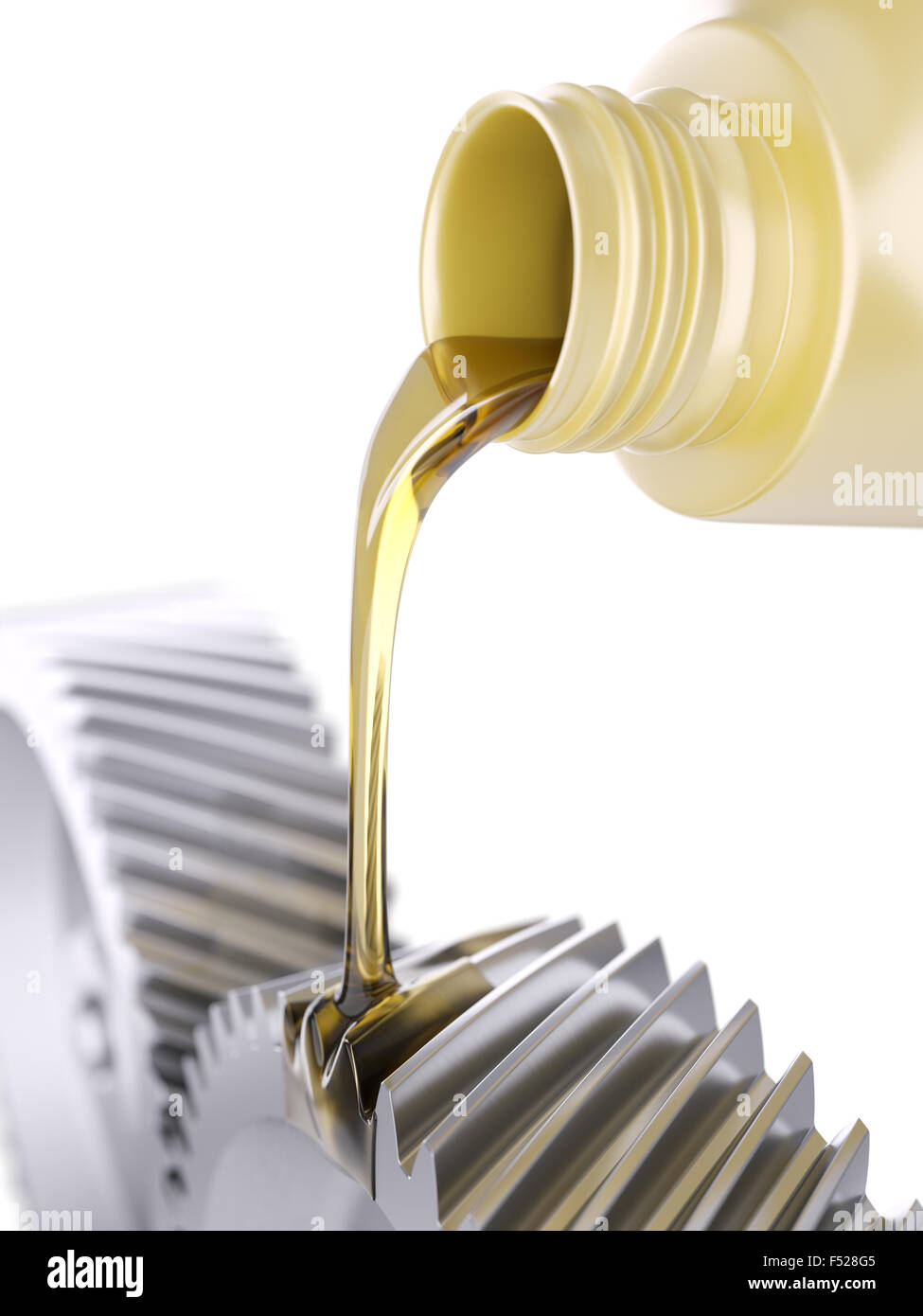 Oiling gears on white background Stock Photo - Alamy