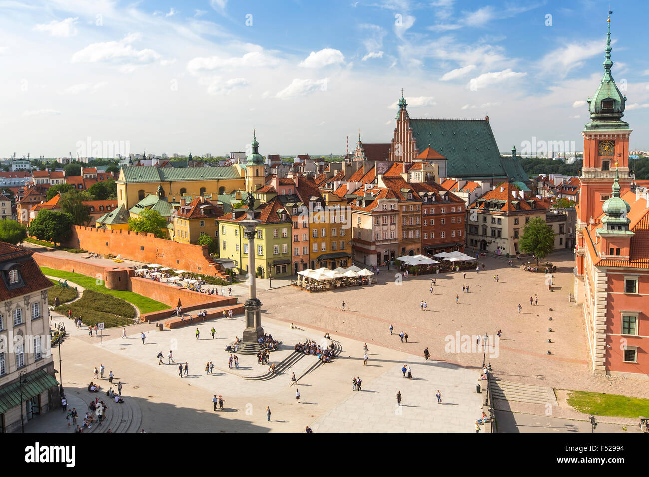 Warsaw Castle Square in the old town, the view from the top Stock Photo ...