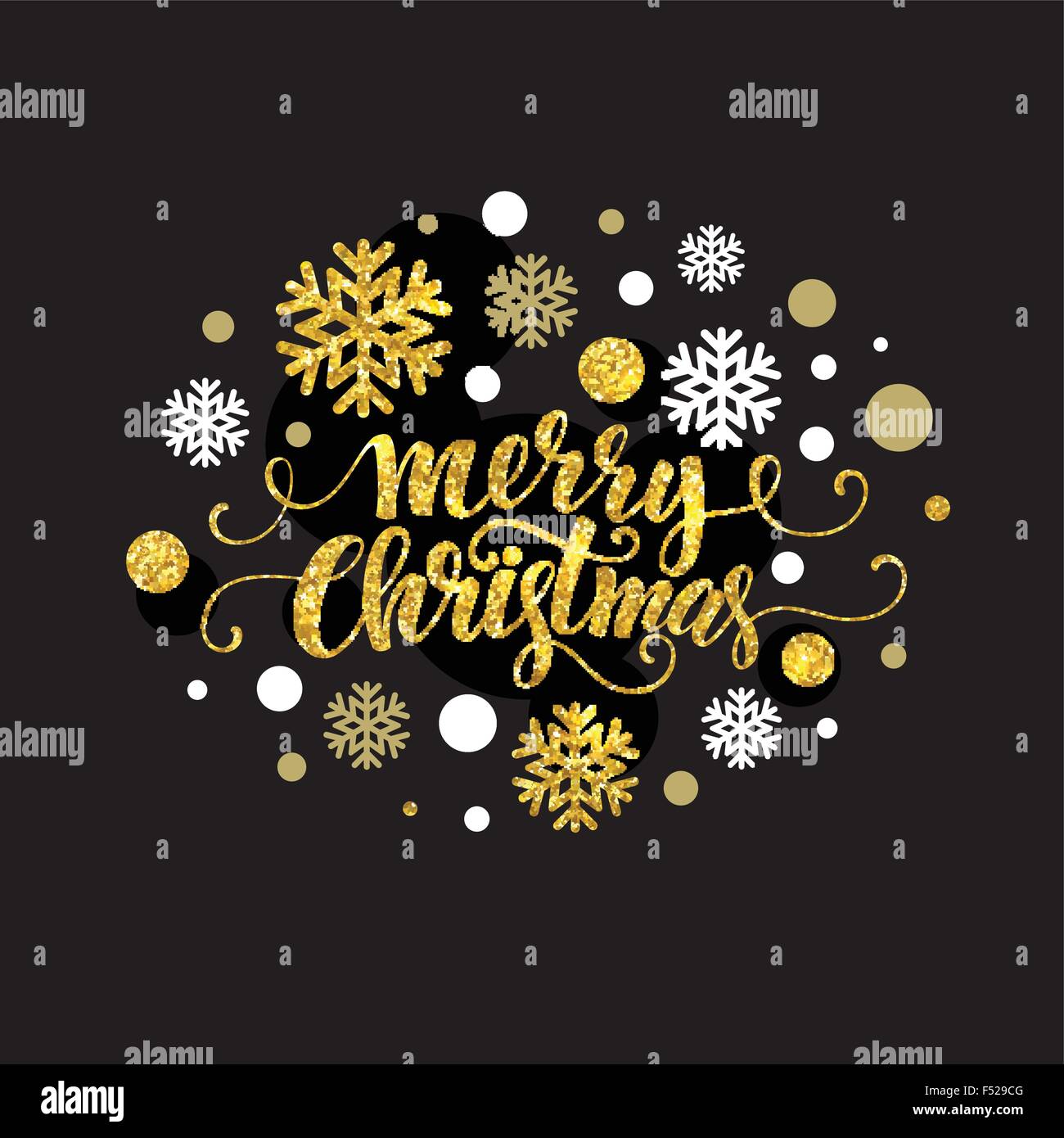 Merry Christmas gold glittering lettering design. Vector illustration ...